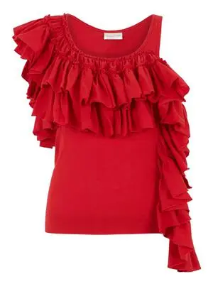 Dries Van Noten Ruffled Tank Top - Red