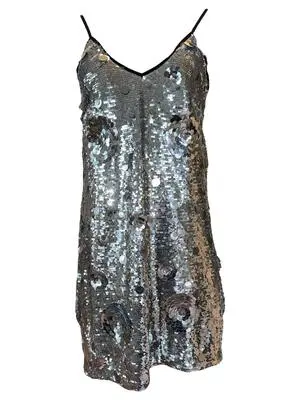 ANY OLD IRON Sequin Embellished Short Dress - Black/silver