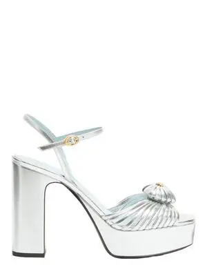Valentino Garavani Laminated Nappa Leather Platform Sandals - Silver