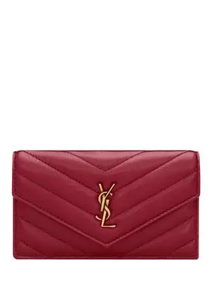 Saint Laurent Cassandre Quilted Leather Card Holder - Deep Red