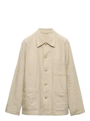 Prada Single-breasted Linen Jacket - Neutral