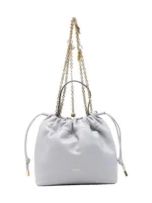 Chloé Leather Bucket Bag With Gold Chain - Blue