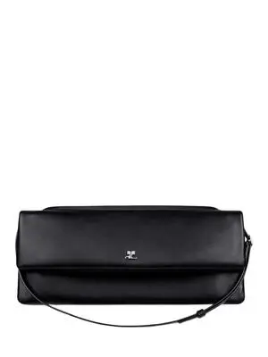COURREGES Smooth Calfskin Clutch Bag - Black