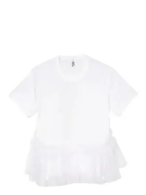 Noir Kei Ninomiya Ruffled Tulle Trim T-shirt - White