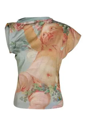 VIVIENNE WESTWOOD Cherub Print Draped Top - Neutrals