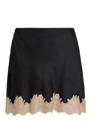 Rixo Lace-trim Satin Mini Skirt - Black
