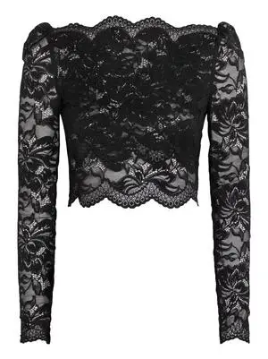 Rabanne Scalloped Lace Off-the-shoulder Top - Black