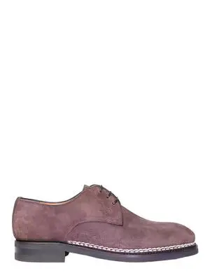 Bontoni Chocolate Topstitching Lace-up Derby Shoes - Brown