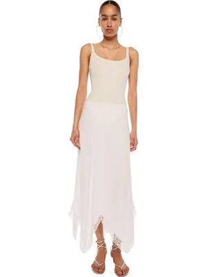 Sablyn SABLYN Keri Bias Skirt - Maxi Length With Lace Trim White