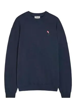 FORET Embroidered Crew Neck Sweater - Blue