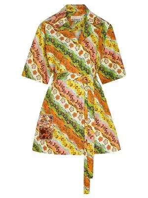 ALEMAIS Alemas Janine Graphic-print Belted Mini Dress - Orange