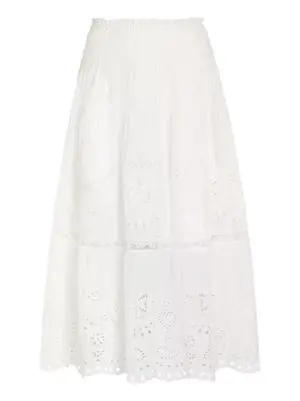LoveShackFancy Mallow A-line Midi Skirt - White