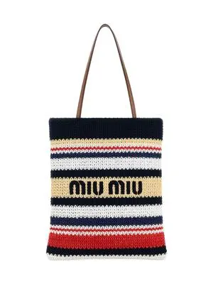 Miu Miu Embroidered Crochet Shopping Bag - Multicolor