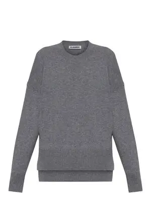 JIL SANDER Crew Neck Long Sleeve Knitwear With Ribbed Trim And Side Slits - Multicolor