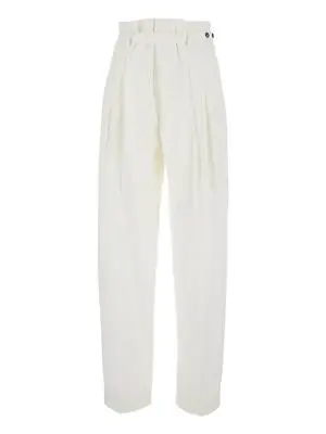 Bottega Veneta Cotton Tapered Leg Pants With Belt - Multicolor