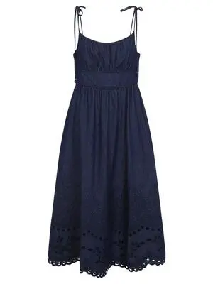 Zimmermann Mahon Broderie Denim Midi Dress - Blue