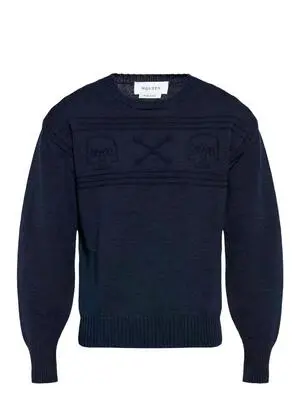 Alexander McQueen Skull Motif Wool Sweater - Blue