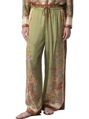 Zimmermann Indra Relaxed Floral Print Silk Trousers - Multicolor
