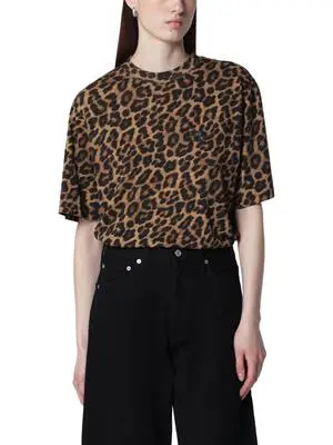ANINE BING Avi Leopard Print Cotton T-shirt - Multicolor
