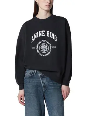 ANINE BING Anine Bing Miles Collegiate Cotton Sweatshirt Black