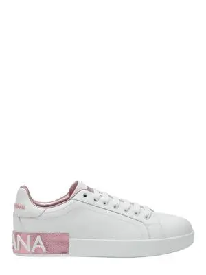 Dolce & Gabbana Portofino Leather Sneakers - White