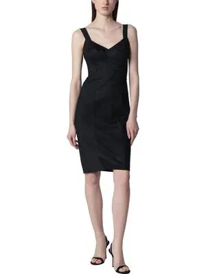 Dolce & Gabbana Lace Detail Sheath Dress - Black