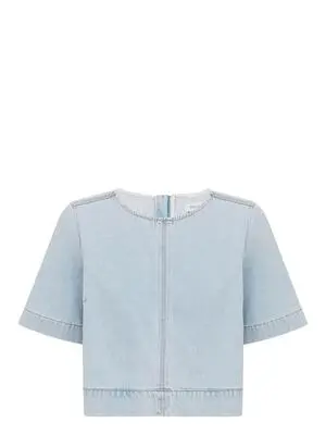 ROWIE Davie Denim Top With Exposed Zip - Azul