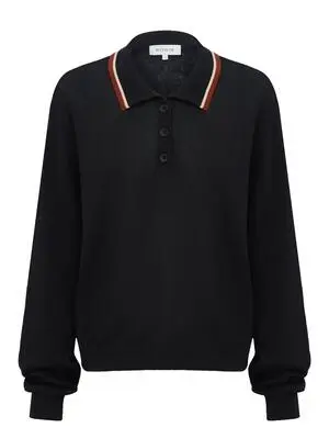 ROWIE Uma Linen Knit Polo - Noir