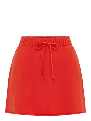 ROWIE Alma Knit Mini Skirt - Aperol Red