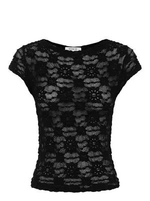 ROWIE Galo Sunflower Lace Tee - Noir
