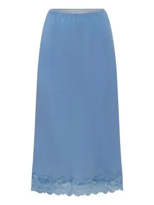ROWIE Marina Silk Midi Skirt - Cornflower