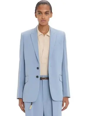 Victoria Beckham Wool Double Breasted Tailored Jacket - Blue