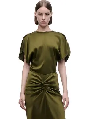 Victoria Beckham Bela Top In Crepe Back Satin - Green