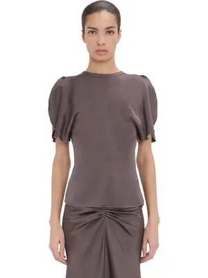 Victoria Beckham Bela Top In Crepe Back Satin - Grey