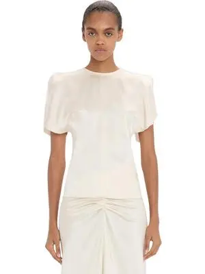 Victoria Beckham Bela Top In Crepe Back Satin - Ivory