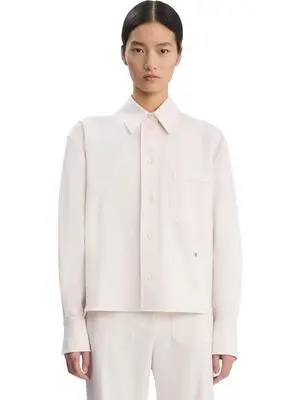 Victoria Beckham Long Sleeve Shirt With Cropped Hemline - Bone