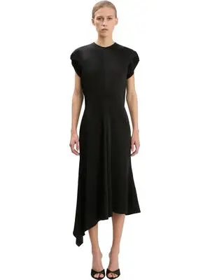 Victoria Beckham Twist Shoulder Midi Dress - Black