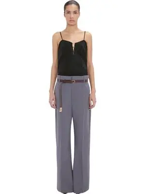 Victoria Beckham Straight Leg Folded Trouser - Flint