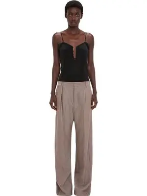 Victoria Beckham Pleated Waist Trousers - Limestone