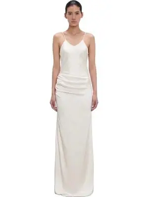 Victoria Beckham Cami Floor-length Gown With Drape Detailing - Ivory