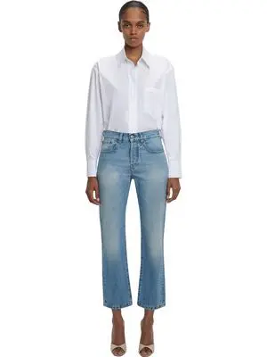Victoria Beckham Relaxed Fit Cropped Jeans - Light Blue