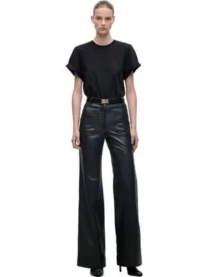 Victoria Beckham Alina Leather Trousers - Black
