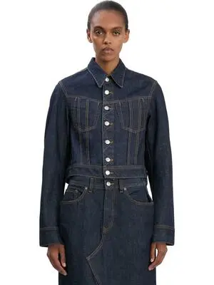 Victoria Beckham Cropped Denim Jacket - Light Rinse