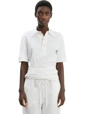 Victoria Beckham Twist Detail Polo Top - White