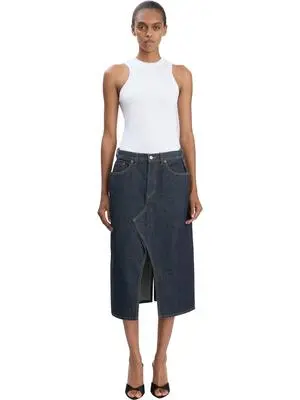 Victoria Beckham Kick Pocket Denim Skirt - Light Rinse