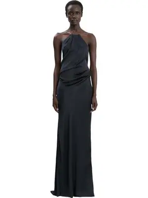 Victoria Beckham Chain Halter Gown - Navy