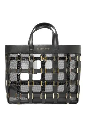 Elisabetta Franchi Mesh Nylon Handbag With Removable Pouch - Black
