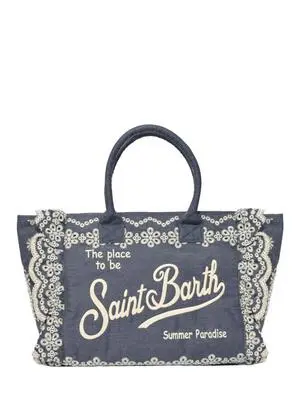 MC2 SAINT BARTH Tote Bag With Embroidered Details - Blue
