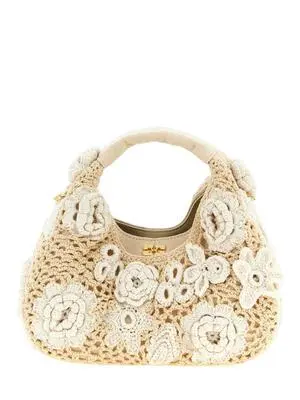 GANNI Crocheted Handbag With Embellishments - White