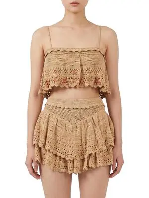 Isabel Marant Étoile Crochet Top With Embellishments - Sand